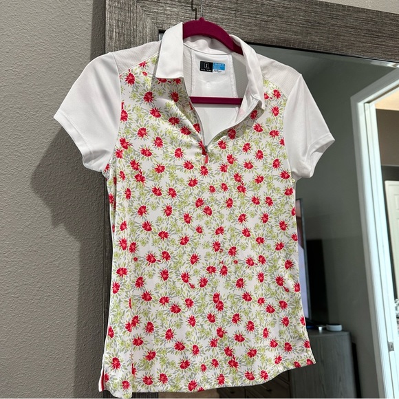 PGA Tour | Tops | Pga Tour Womens Golf Polo White With Pink Flowers ...
